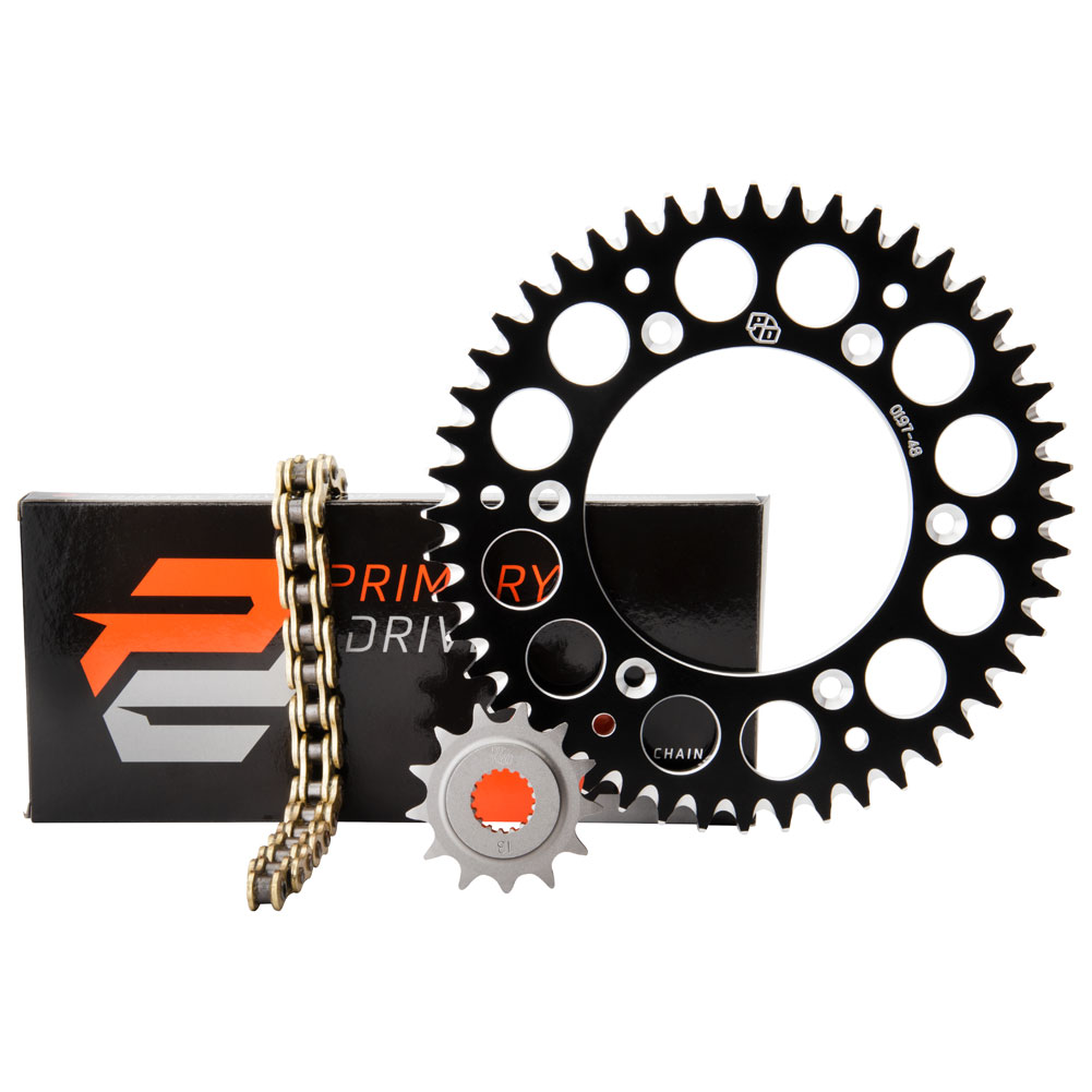 Primary Drive Chain and Sprocket Kit - Aluminum Rear/Gold X-Ring Chain ...