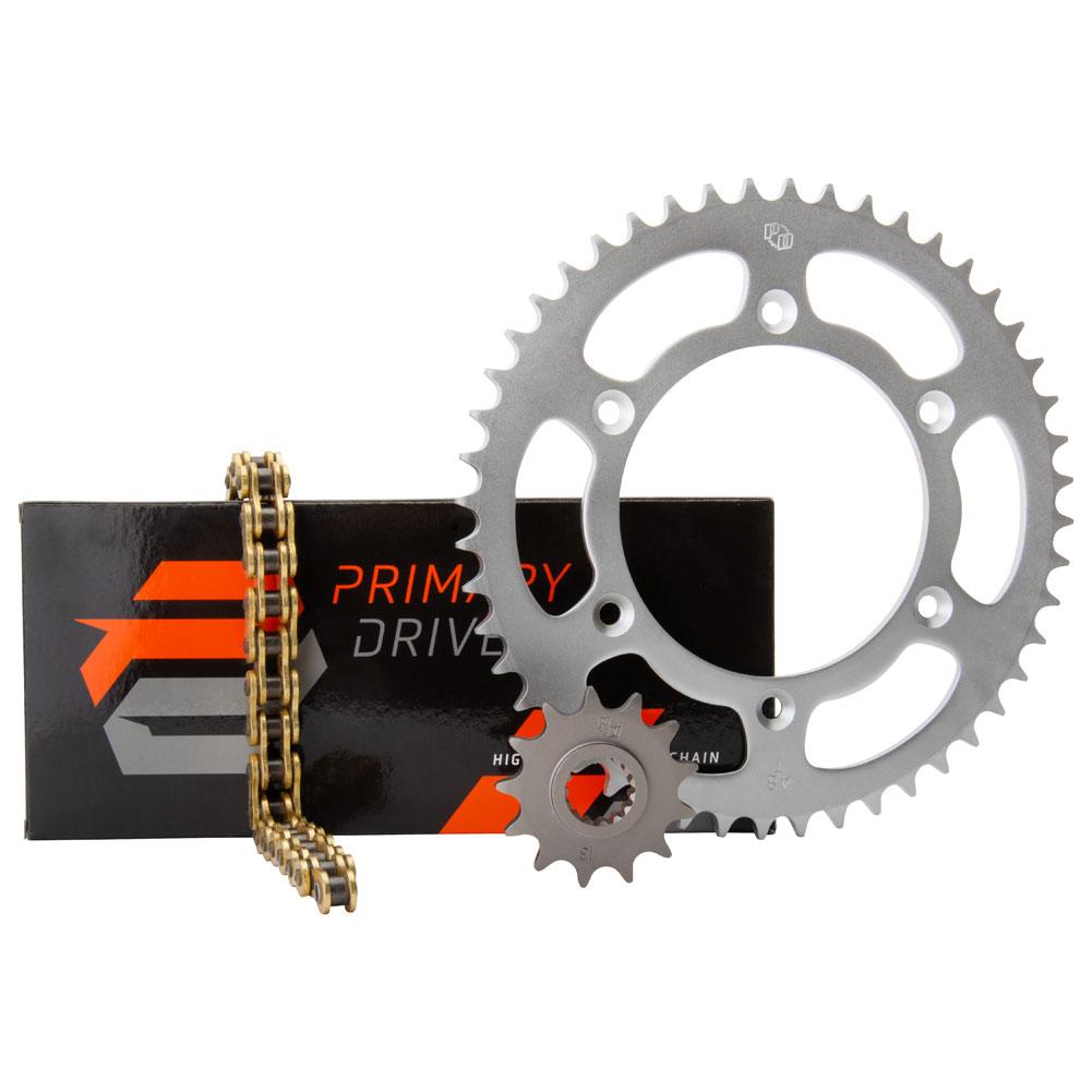 Primary Drive Chain and Sprocket Kit - Steel Rear/Gold X-Ring Chain For ...